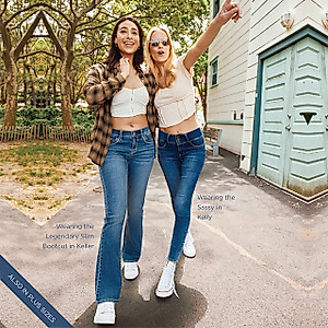 WallFlower Women's Legendary Bootcut Mid-Rise Insta Stretch Juniors Jeans (Standard and Plus), Keller, 17