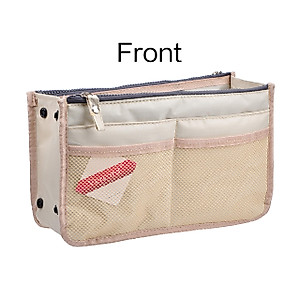 Vercord Updated Purse Handbag Organizer Insert Liner Bag in Bag 13 Pockets Milky Beige Medium