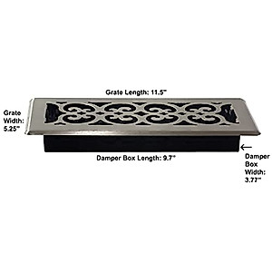 Decor Grates SPH410-NKL Scroll Floor Register, 4x10, Brushed Nickel Finish