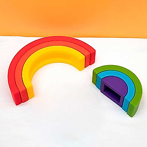 Rainbow Stacking Toy | Montessori Toy for Babies | Silicone Stacker | Sensory Toy | Building Puzzle Toy | Rainbow Stacker | Rainbow Toy | Pride Rainbow | Rainbow Puzzle - 6 Layers (Rainbow Colors)