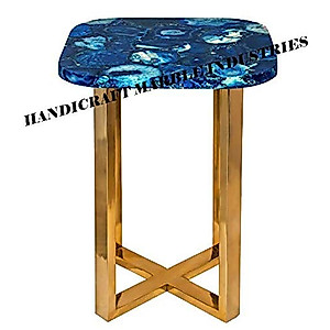 24" Inch Agate Square Table, Natural Agate Table, Square Coffee Table, Blue Agate Table, Square Agate Stone Table