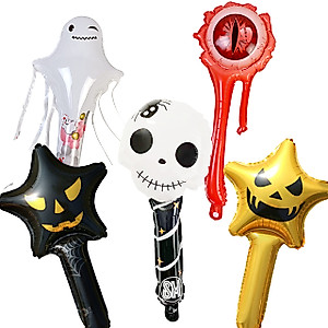 Halloween Inflatables Treats Toys 10pcs For Kids Party Favors Hand Hold Balloon Nightmare Before Christmas Toys Skeleton Spider Pumpkin Vampire Zombie Ghost Bat Outdoor Games Party Supplies