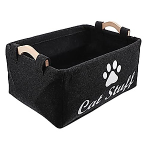 SECFOU Pet Cloth Storage Box Dog Storage Bin cat bin cubby Cubes Pet Toys Basket storage bins for clothes Pet Clothes Dog Toys Storage Bin cat toy cat basket square office wooden handle