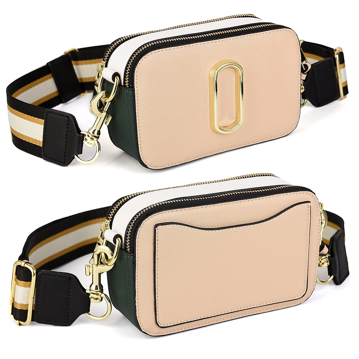 Didida Crossbody Bags, Women Snapshot Mini Purse Leather Crossbody Bag Wide Strap Shoulder Handbag Camera Clutch (Khaki)