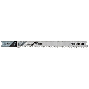 BOSCH U101B 5-Piece 4 In. 10 TPI Variable Pitch Clean for Wood U-shank Jig Saw Blades, Silver Metallic