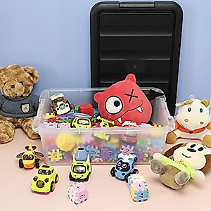 Wekioger Versatile Plastic Storage Box Organizer Bins with Black Lids, 14 Quart, 2 Packs