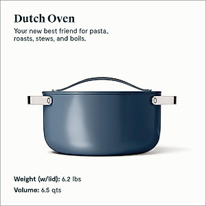 Caraway Nonstick Ceramic Dutch Oven Pot with Lid (6.5 qt, 10.5") - Non Toxic, PTFE & PFOA Free - Oven Safe & Compatible with All Stovetops (Gas, Electric & Induction) - Navy