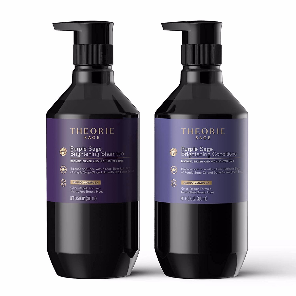 Theorie Purple Sage Brightening Conditioner for Blonde, Bleached, Silver, & Grey Hair. Instantly Eliminates, Neutralizes Brassiness & Yellows | With Argan, Marula, & Grape Seed Oil (800mL)