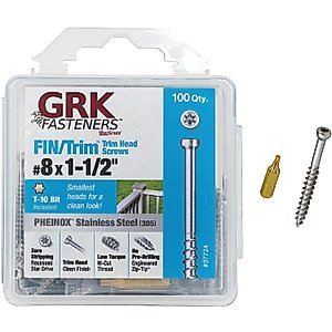 GRK 772691377241 8 x 1-1/2" 37724 FIN/Trim 305 Stainless Steel Finish Screws 100 Count, Color