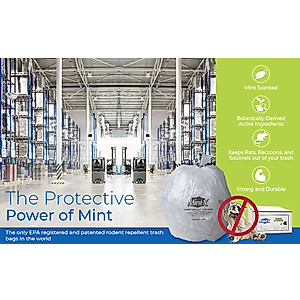 Mint-X Rodent Repellent Trash Bags, 1.3 Mil, Flat Seal, 46" Height x 40" Length, Clear (Pack of 100),MX4046XHC