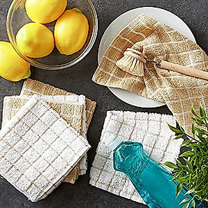 DII Basic Terry Collection Windowpane Dishcloth Set, 12x12, Pebble, 6 Piece