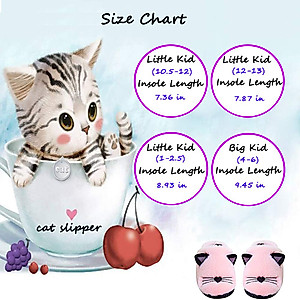 Anddyam Kids Family Cute Cat Household Anti-Slip Indoor Home Slippers for Girls and Boys (1.5-3 Little Kid, Pink, 1.5)