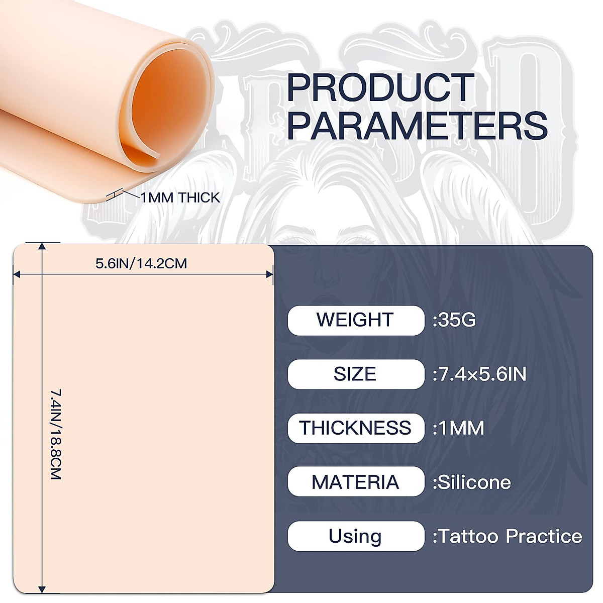 Blank Tattoo Skin Practice, 10Pcs Double Sides 8x6" Tattooing Skins Microblading Eyebrow Practice Skin for Tattoo Supplies,Tattoo Kit,for Beginners and Experienced Tattoo Artists