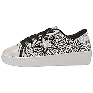 Skechers Kids Girls Goldie Sneaker, White/Leopard, 6 Big Kid