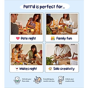 Pott'd™ Home Air-Dry Clay Pottery Kit for Beginners, Pottery Kit for Adults. Kit Includes: Air-Dry Clay for Adults, Tools, Paints, Brushes, Sealant, How-to-Guide, Gift - Regular Paints