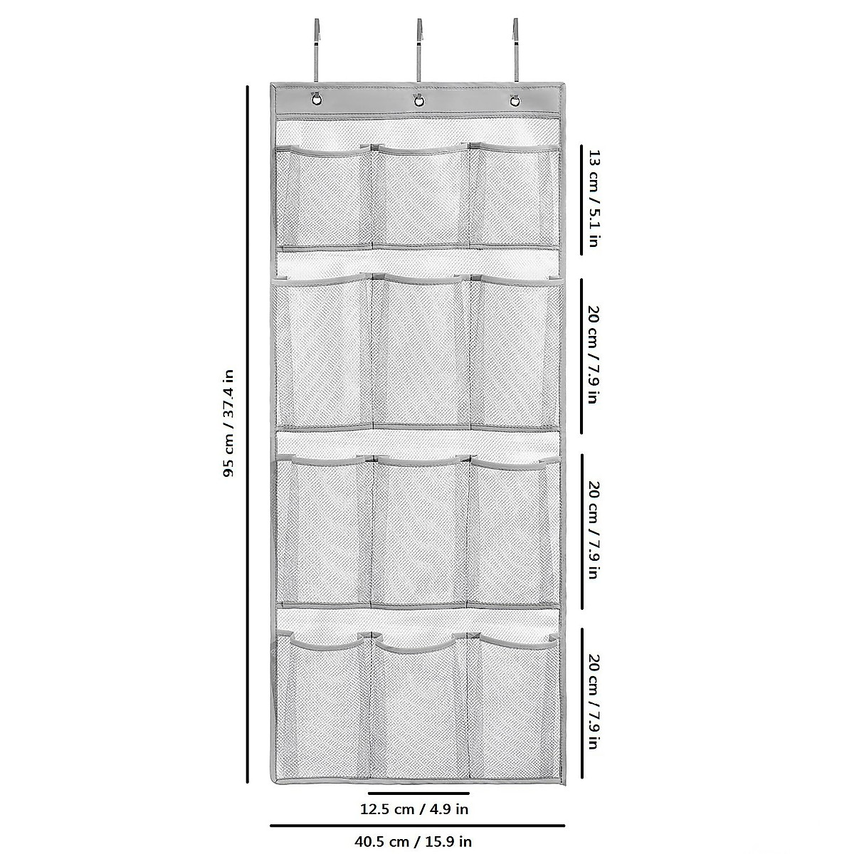 TEMUORG 2 Pcs Door Hanging Bathroom Organizer Mesh Shower Accessories Holder Bathtub Storage Bag with Mesh Pockets (12 Pockets)