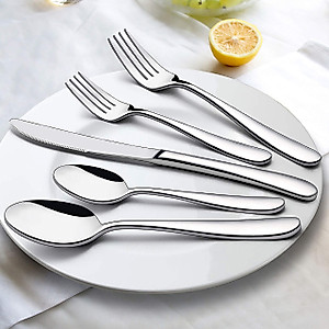 LIANYU 40-Piece Heavy Duty Silverware Set, Stainless Steel Flatware Cutlery Set for 8, Heavy Weight Eating Utensils Tableware, Mirror Polished, Dishwasher Safe