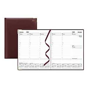 Letts of London Classic Weekly Planner, 12 Months, January to December, 2024, Appointments, Gold Corners, Quarto Size, 10.25" x 8.25", Burgundy (C32YBY-24)