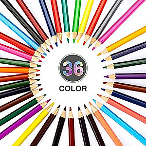 BicycleStore 36 Colored Pencils Set, Professional Wooden Color Pencils Drawing Kit Art Coloring Pencil Sets with Canvas Bag Sharpeners for Kids, Adults, Sketch, Arts, Coloring Books