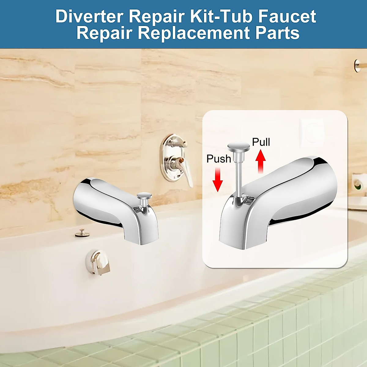 4 Set Tub Spout Diverter Repair Kit for Tub Spout Replacement with O-Ring & Gasket, Diverter Repair Kit-Tub Faucet Repair Replacement Parts for Broken or Leaking Repairs(Silver)