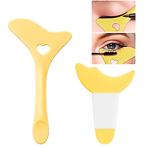 SUMEITANG Eyeliner Stencils 2Pcs Reusable Silicone Eyeliner Aid Mascara Shield Multifunctional Makeup Stencil for Beginners Eyeliner Eyelash Eyeshadow Lipstick Applicator Guide Tool Easy to Use-Yellow