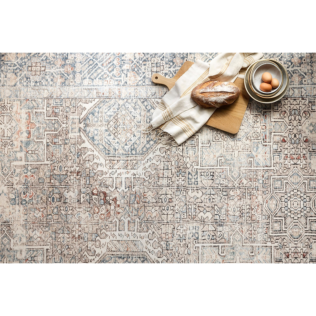 LOLOI Chris Loves Julia Jules Collection JUL-07 Natural/Ocean 2'-6'' x 12'-0'' Runner Rug