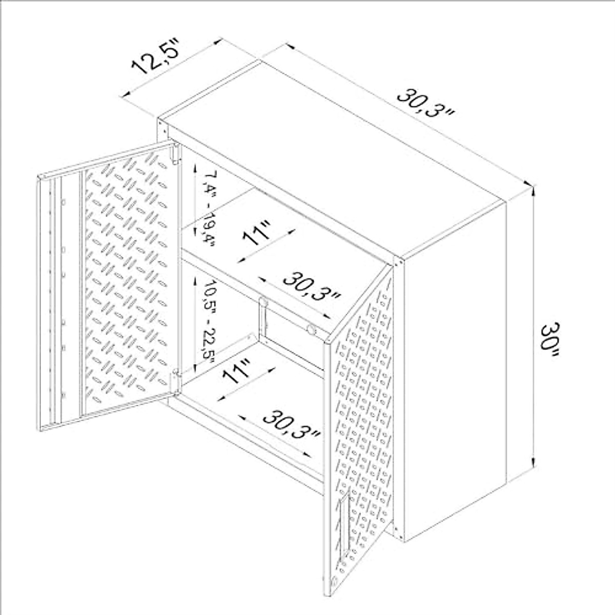 Manhattan Comfort Fortress Floating Storage, Modern Stainless-Steel Garage Cabinet, Small, Grey