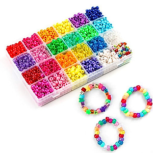 Pony Beads, 3,300 pcs 9mm Pony Beads Set in 23 Colors with Letter Beads, Star Beads and Elastic String for Bracelet Jewelry Making by INSCRAFT