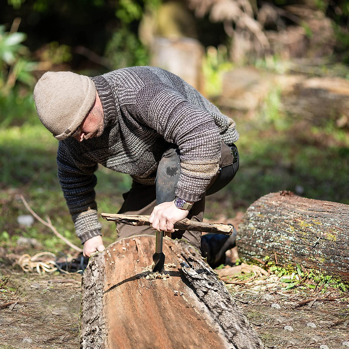 Esplorilo Bushcraft Hand Auger-Survival Tools Bushcraft Tools Settlers Wrench Survival Gear and Equipment Outdoor Scotch Eye Wood Drill Bit for Bushcraft Backpack and Camping, Silver