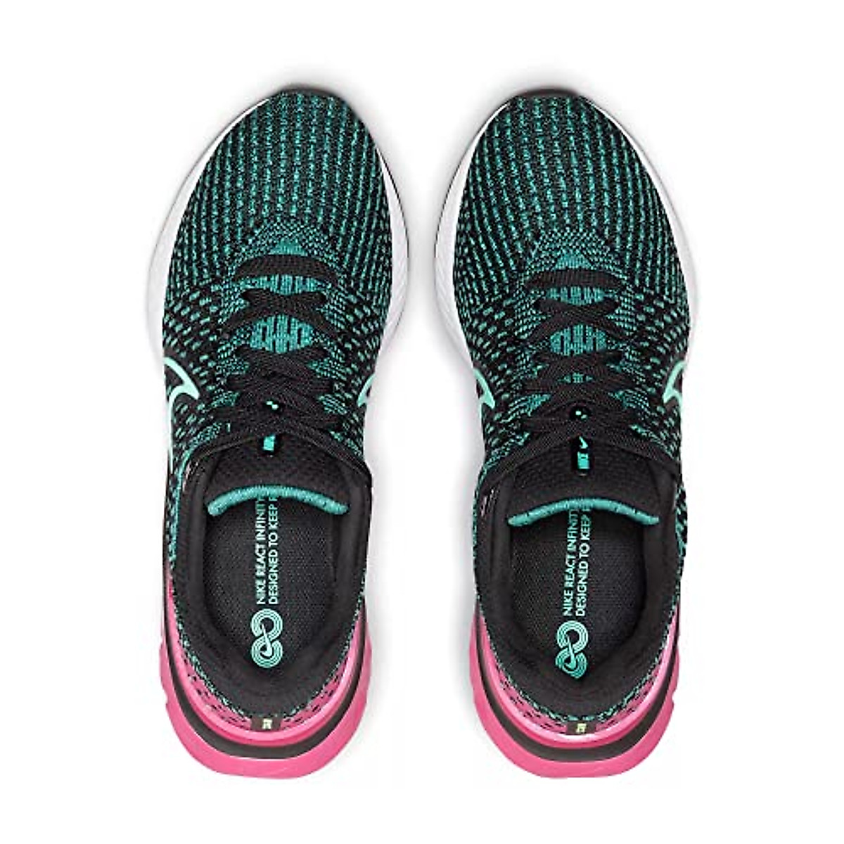 Nike Women's React Infinity Run Fk 3 Running Trainers Dd3024 Shoes, Black/Dynamic Turquoise/Pink P, 8.5