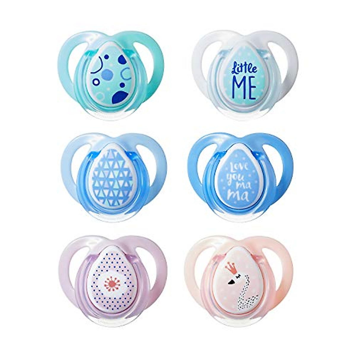 Tommee Tippee Moda Pacifiers, Symmetrical Design, BPA-Free Silicone Binkies, 0-6m, 2-Count