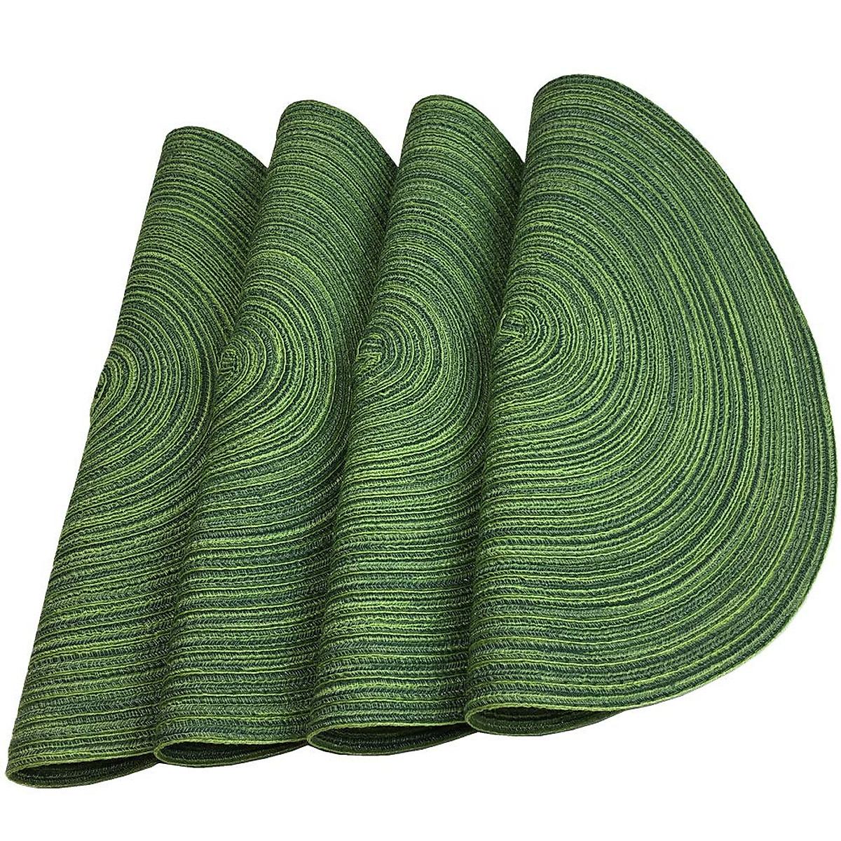 Red-A, Placemats, Round Placemats for Dining Table Set of 4 Woven Heat Resistant Non-Slip Kitchen Table Mats Diameter 14 Inch(Hunter Green)