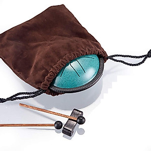 5.5 Inch Steel Tongue Drum Mini Tank Drum 6 Notes C Key Hand Tankdrum Handpan Pan Drum Tank with Drum Mallets Carrying Bag (Obisidian)