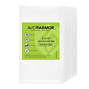 Avid Armor Vacuum Sealer Bags 200 Pint 6x10" Size for Food Saver, Seal a Meal Vac Sealers, BPA Free, Heavy Duty, Meal Prep and Sous Vide Vacume Safe, Universal Designed Food Storage Bag