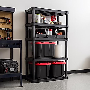 IRIS USA 5-Tier Heavy Duty Shelving Unit, 67.5" Fixed Height, Large Modular Garage Rack Shelf Storage Organizer for Home, Garage, Basement, Laundry & Utility Room, 17.9" D x 35.9" W x 67.5" H - Black