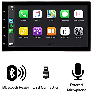 6.8” Double Din Complete Radio Kit Package for Nissan Altima 2007-2012 with Touchscreen Radio, Apple CarPlay, Android Auto, Bluetooth, Rear Camera Input, Dash Kit, Harness and Antenna Adapter