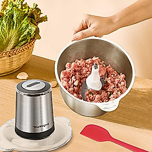 Aigostar 8-Cup Food Processor, Electric Food Chopper with 1.8L Stainless Steel Bowl for Garlic, Meat, Vegetables, Fruits and Nuts, Onion Chopper for Dicing, Mincing, and Puree, 300W(1)