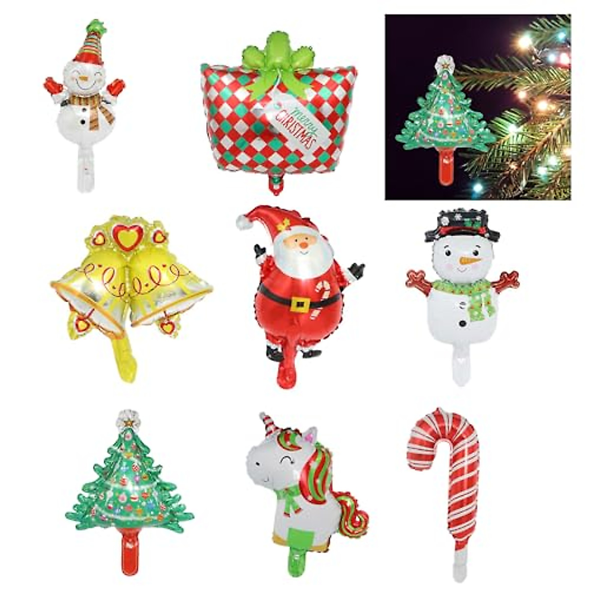 10 Piece Mini Foil Balloon Pack Christmas Balloons Great For NewYear Holiday Parties And Decor Christmas Decorations Foil Balloons Festive Party Mini Christmas Tree Hanging Ornament