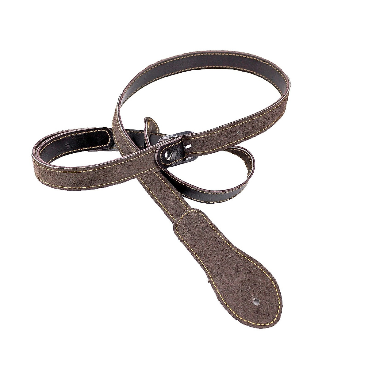 Walker & Williams M-78-BRN Soft Brown Premium Thick Grain Leather Adjustable Mandolin, Mandola, Bouzouki Strap