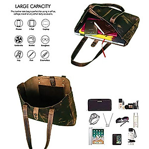 16" Vintage Buffalo Leather Bag Womens Shoulder Tote Bag