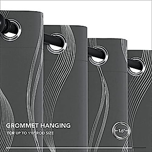 Deconovo Blackout Curtains for Bedroom 84 Inches Long,Wave Foil Print Room Darkening Black Out Curtains for Living Room, 2 Panels Set, 52 by 84 Inch, Dark Grey