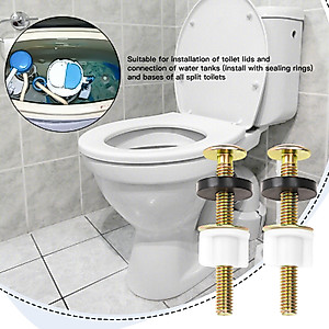 2 Pcs Universal Toilet Seat Screws Heavy Duty Toilet Seat Hinge Bolt and Screw Set, Metal and Rubber Washers with White Plastic Nuts for Top Mount Toilet Seat Hinges Replacement Parts