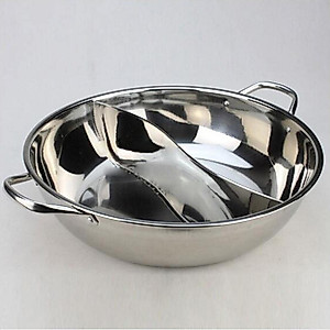 MagiDeal Stainless Steel Chinese Hot Pot Dual Site Household Kitchen Cookware, Silver, 30cm