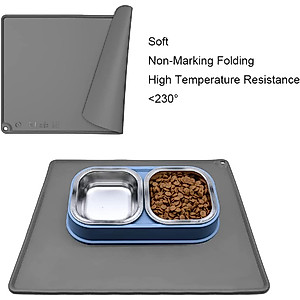 Marchul Dog Cat Food Mat, Waterproof Non-Slip Silicone Rubber Dog Bowl Mat with Raised Edges, Pet Feeding Mat Placemat ​Tray (14.4 * 10.6")