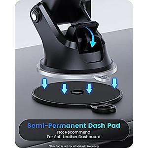 OQTIQ 3-in-1 Suction Cup Phone Holder Windshield/Dashboard/Air Vent, Dashboard & Windshield Suction Cup Car Phone Mount with Strong Sticky Gel Pad, Compatible with iPhone, Samsung & Other Cellphone