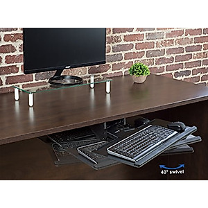 VIVO Adjustable Computer Keyboard and Mouse Platform Tray Deluxe Smooth Rolling Track Under Table Desk Mount, Black, MOUNT-KB04C