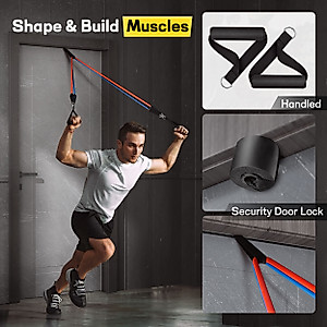 Resistance Bands, Workout Bands, Exercise Bands for Men and Women, Exercise Bands with Door Anchor, Physical Therapy, Shape Body, Resistance Band Set