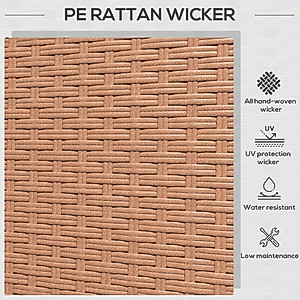 Outsunny Wicker Patio Couch, PE Rattan 3-Seat Sofa, Outdoor Furniture with Deep Seating, Cushions, Steel Frame, Sand