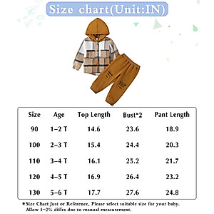 GRNSHTS Toddler Baby Boy Clothes Long Sleeve Tops Plaid Hoodie Sweatshirt + Sweatpants Little Boy Fall Winter Outfits Set(Brown,3-4T)
