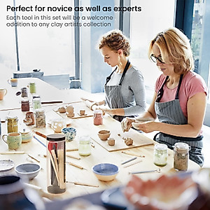 ARTEZA Pottery Tools & Clay Sculpting Tools, Set of 22 Pieces in PET Storage Tube, for Clay, Pottery, Ceramics Artwork & Holiday Crafts